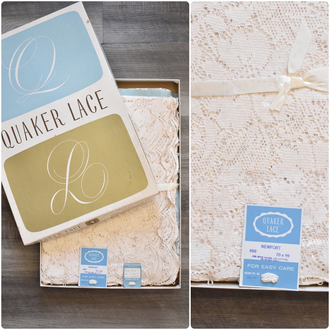 1950s Quaker Lace Tablecloth 70 X 90 // New in Box Deadstock Unused ...