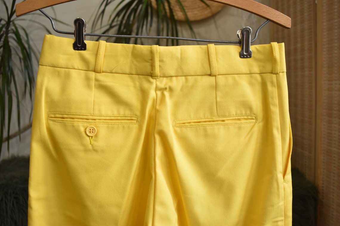70s Lacoste Deadstock Lemon Yellow Bright Golf Pants // Straight Leg ...