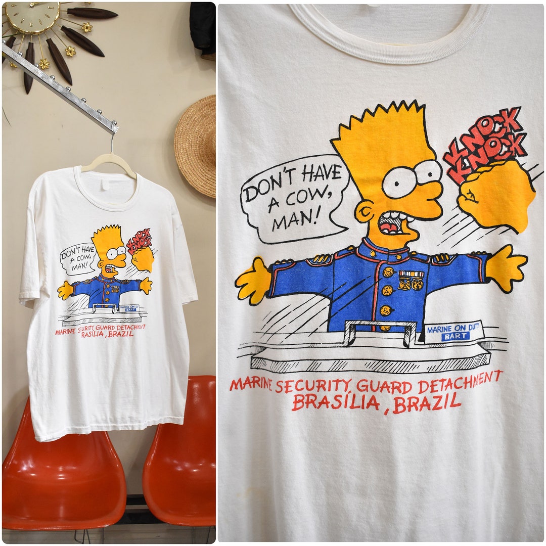 Vintage 80s 90s Bart Simpson Crew Neck Tee / Dont Have A Cow Man ...
