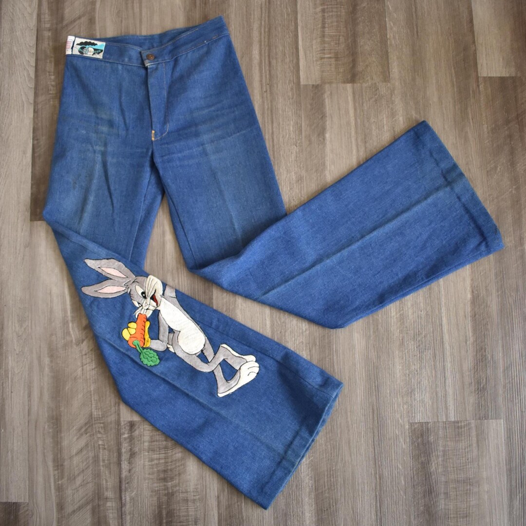 1970s Bugs Bunny Embroidered Bell Bottom Jeans | Antonio Guiseppe ...