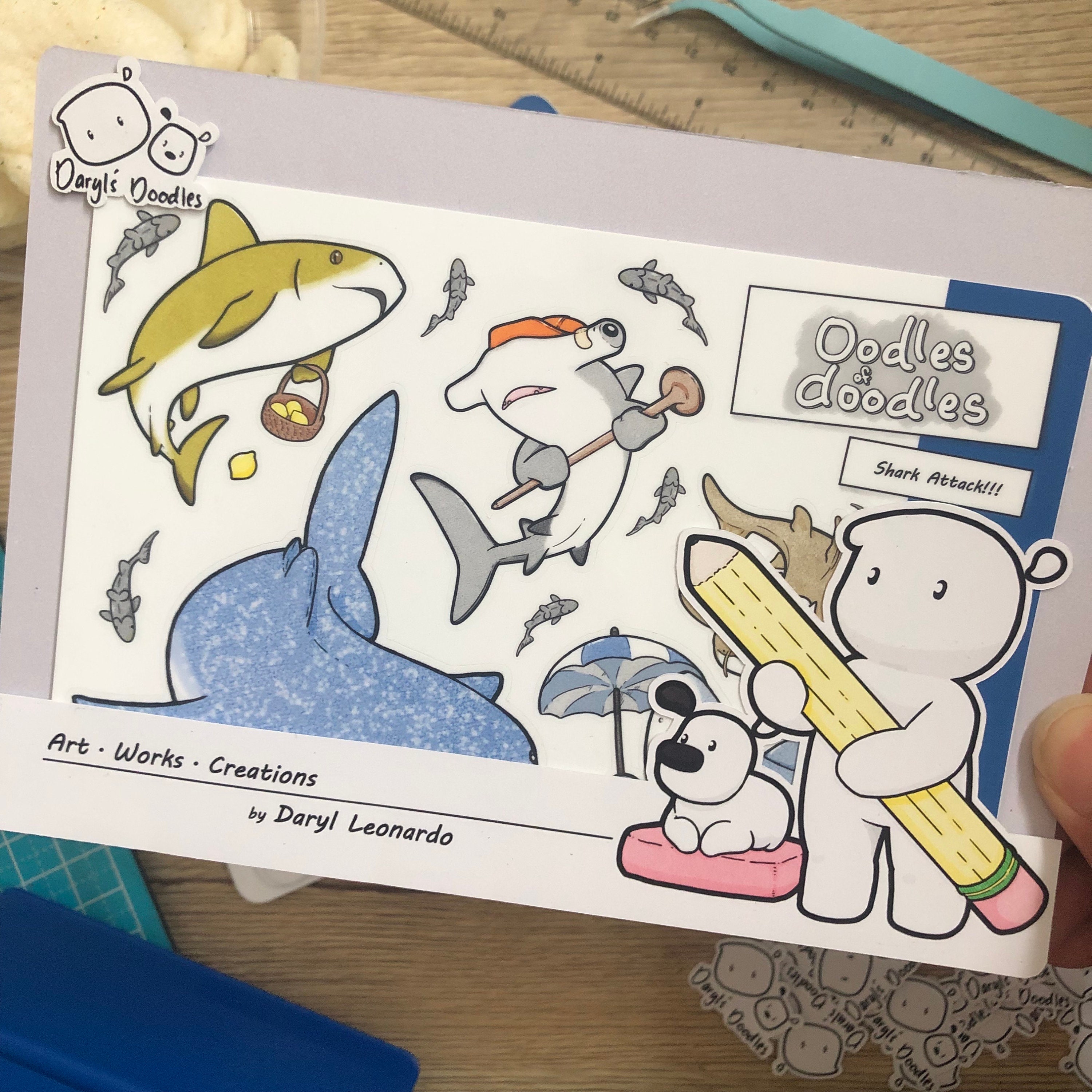 Shark Attack Oodles of Doodles Sticker Sheet - Etsy