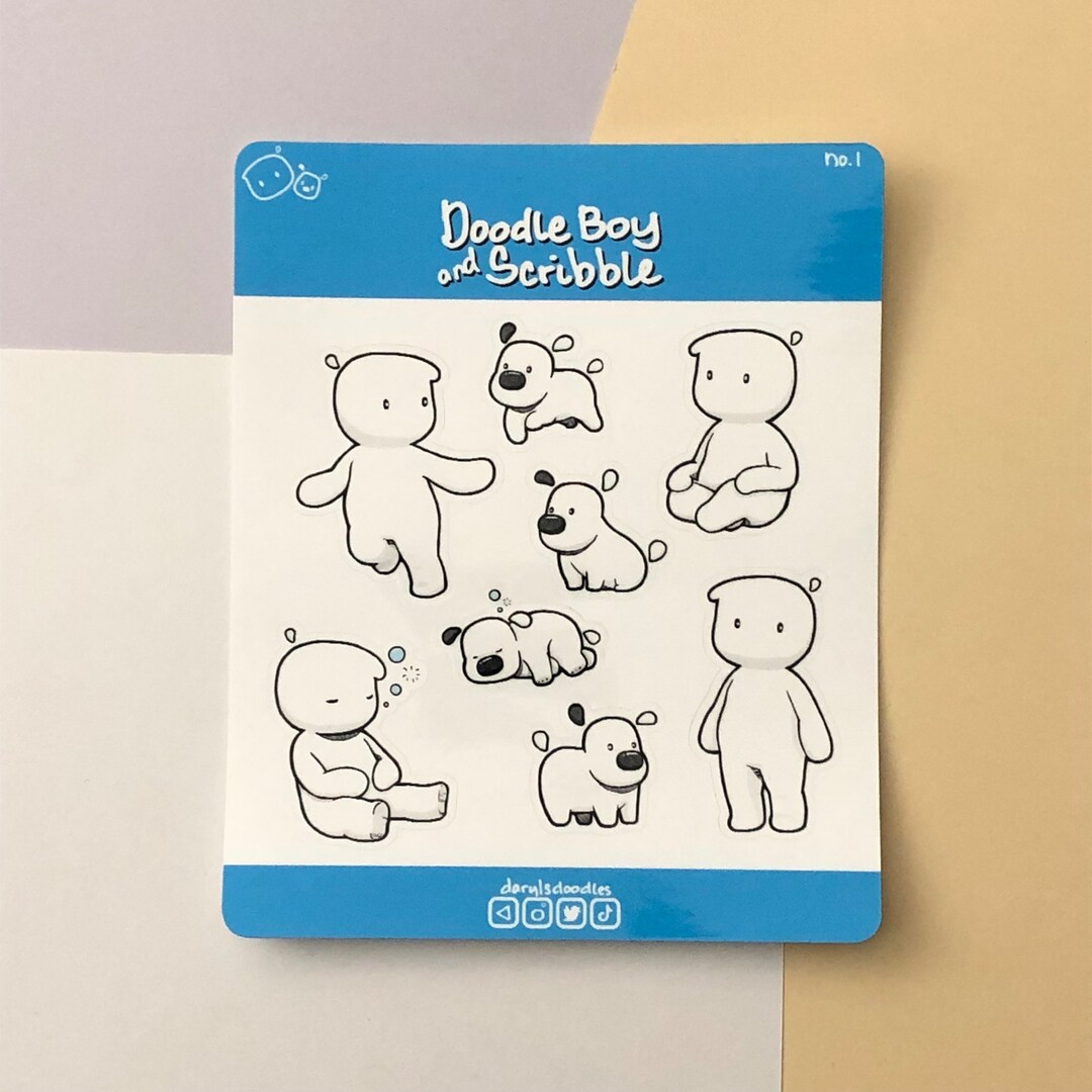 Doodle Boy & Scribble Sticker Sheet No.1 - Etsy