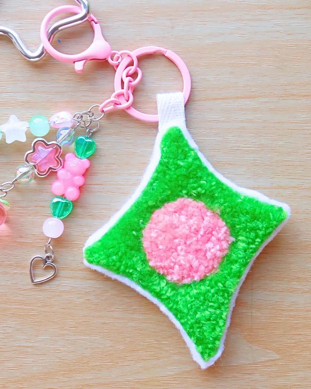 Sparkle Handmade Punch Needle Bag Charm / Keychain one of a Kind - Etsy