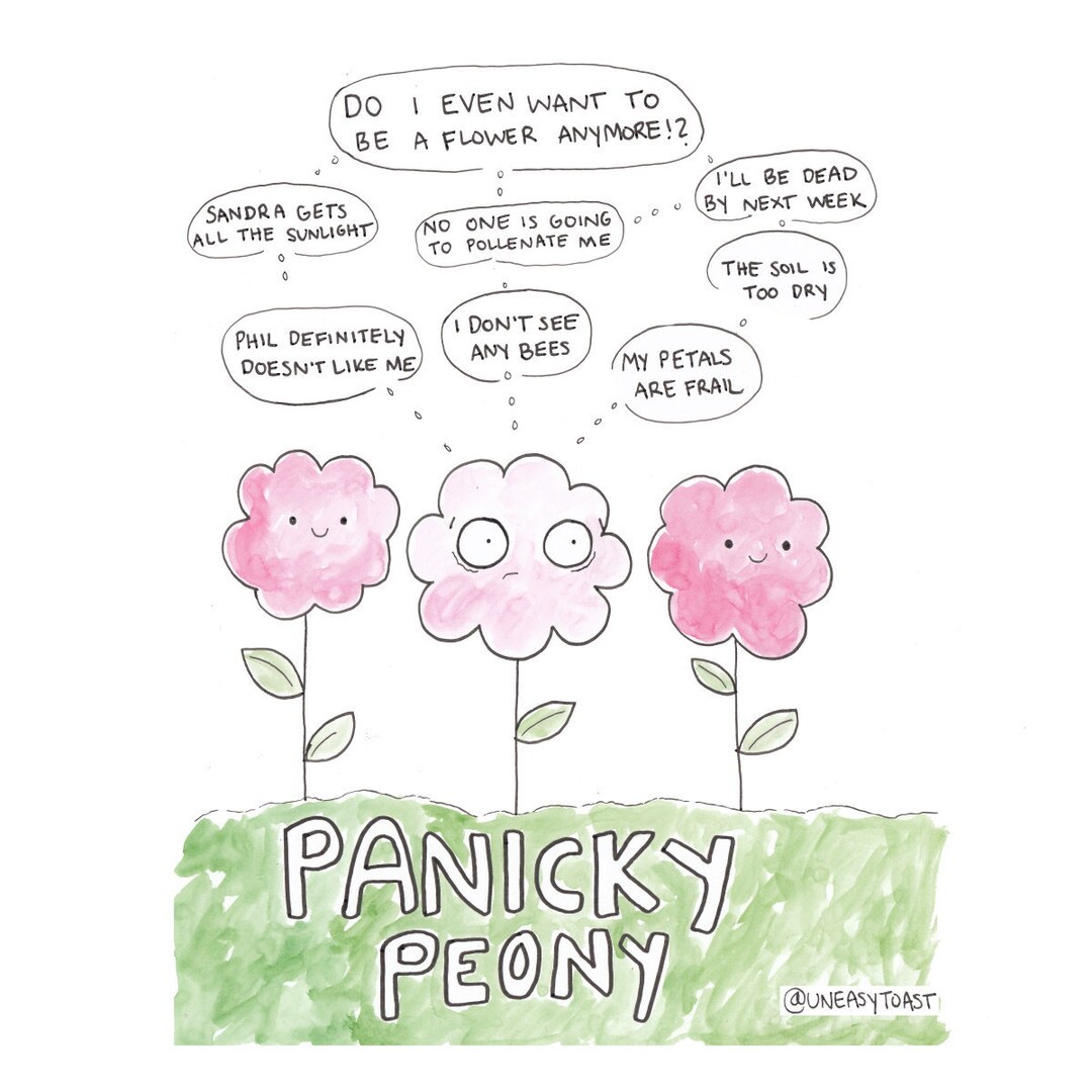 Panicky Peony Instant Download - Mental Health Art, Anxiety Comic ...