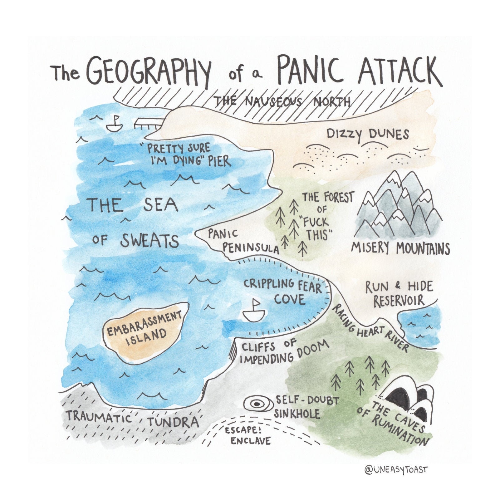 Panic Attack Map Instant Download Mental Health Art, Anxiety, Therapy ...