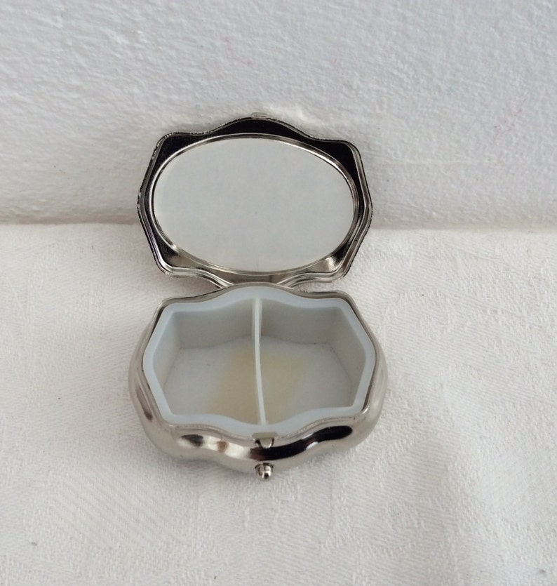 Vintage Christmas Pill Box, Santa Claus Pill Box, Metallic Pill Box ...