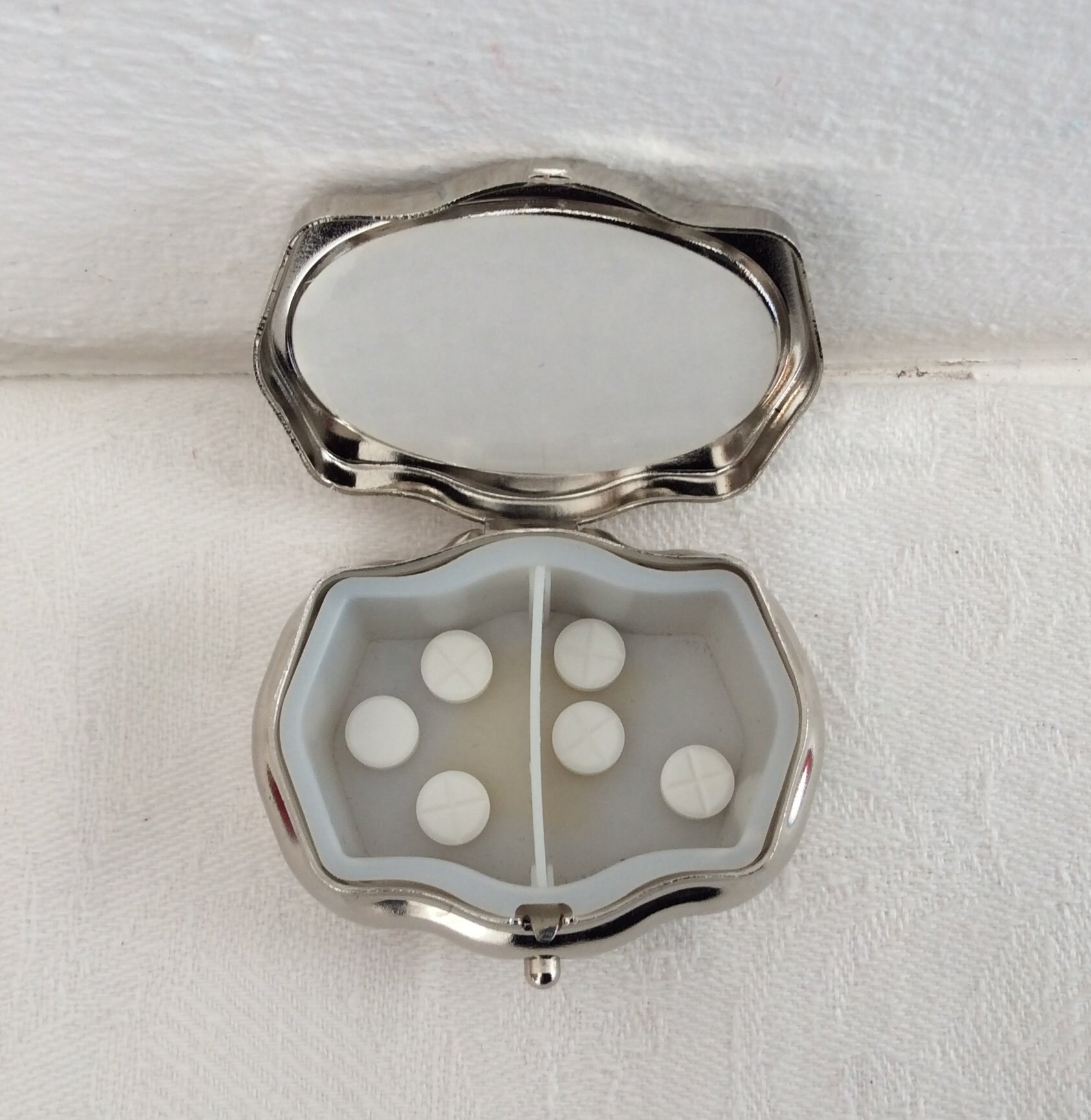 Vintage Christmas Pill Box, Santa Claus Pill Box, Metallic Pill Box ...