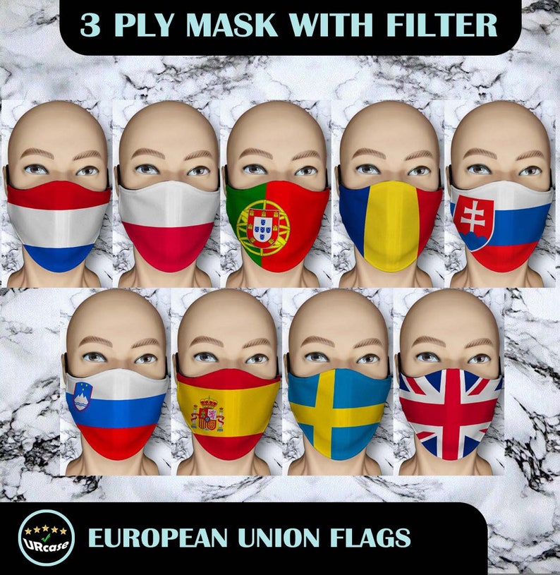 Face Mask European Union Flags Design Inspired Face Covering | Etsy
