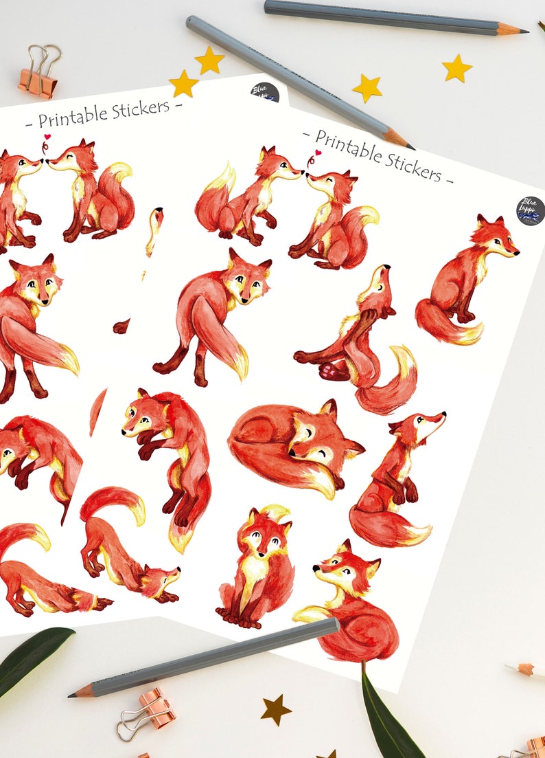 Watercolor Fox Clipart, Fox Stickers, Lovely Fox Watercolor Clipart ...