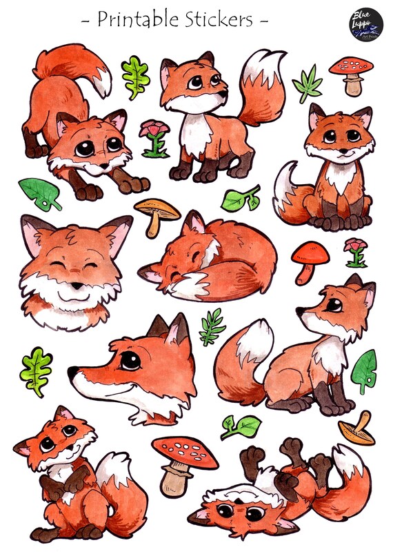 Paper, Party & Kids Scrapbooking Papercraft Fox Sticker Journal Sticker ...