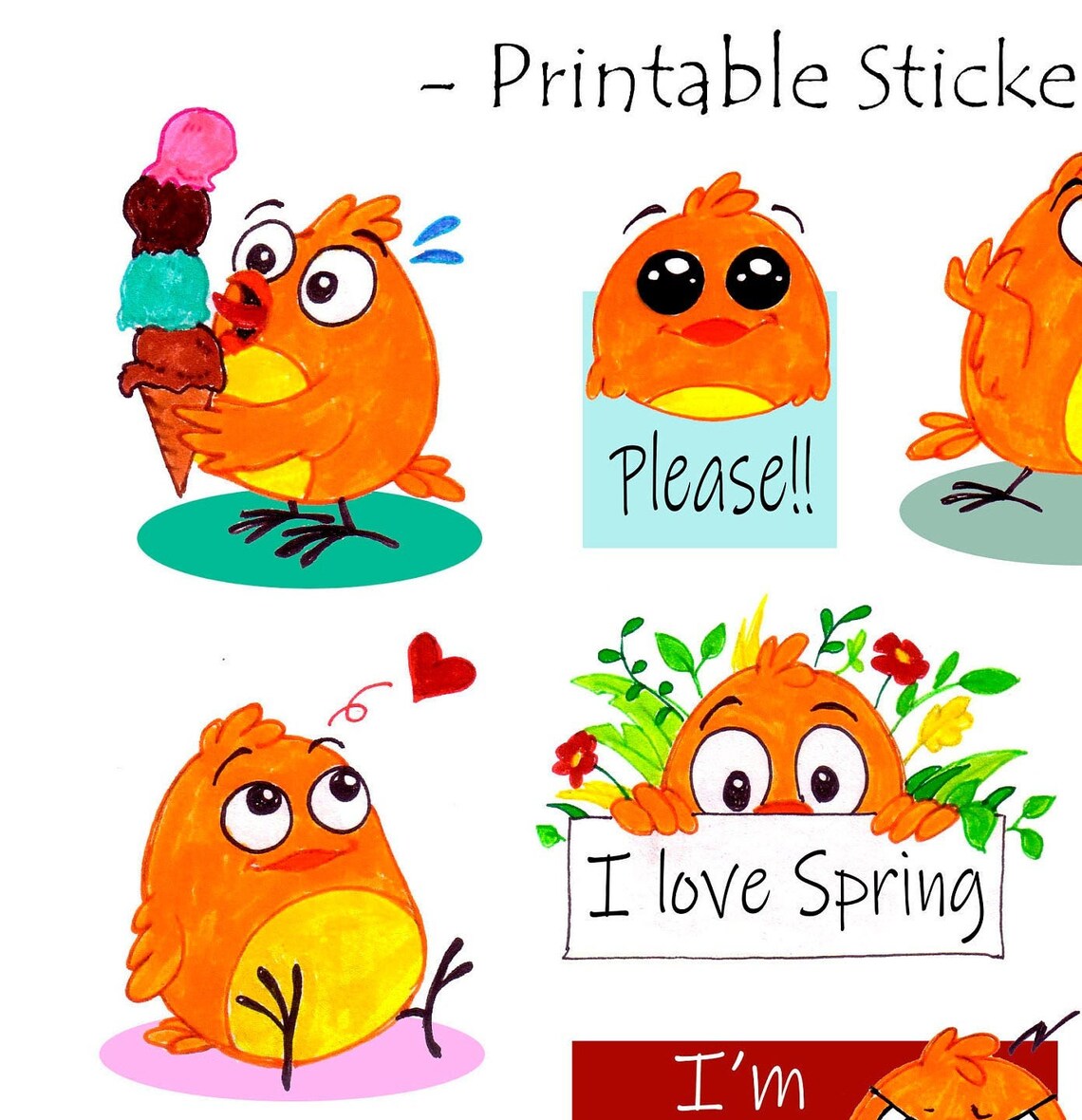 Cute Chick Clipart, Funny Chick Stickers, Bullet Journal Clipart, Bujo ...