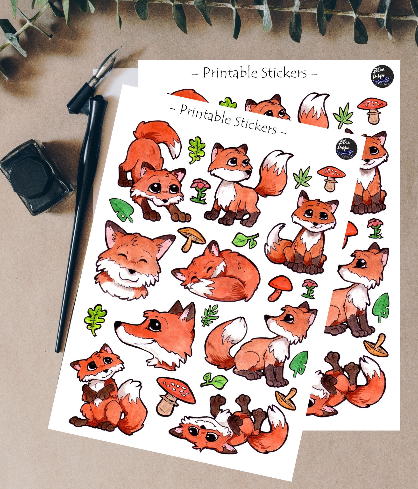 Cute Baby Fox Stickers Cute Foxes Stickers Lovely Fox Decor | Etsy