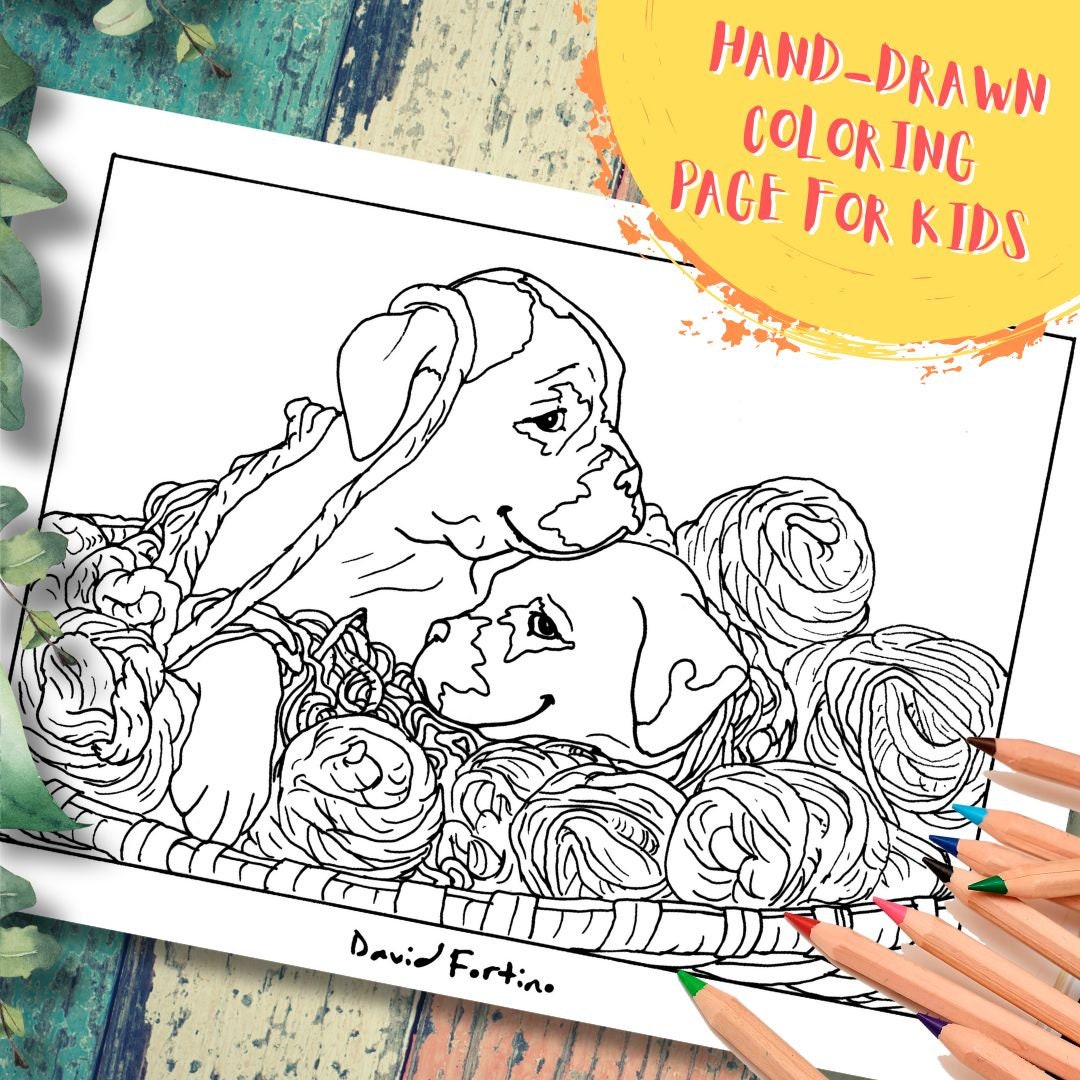 Puppies Coloring Page, Dogs Coloring Sheet, Cute Dog Coloring Page for ...