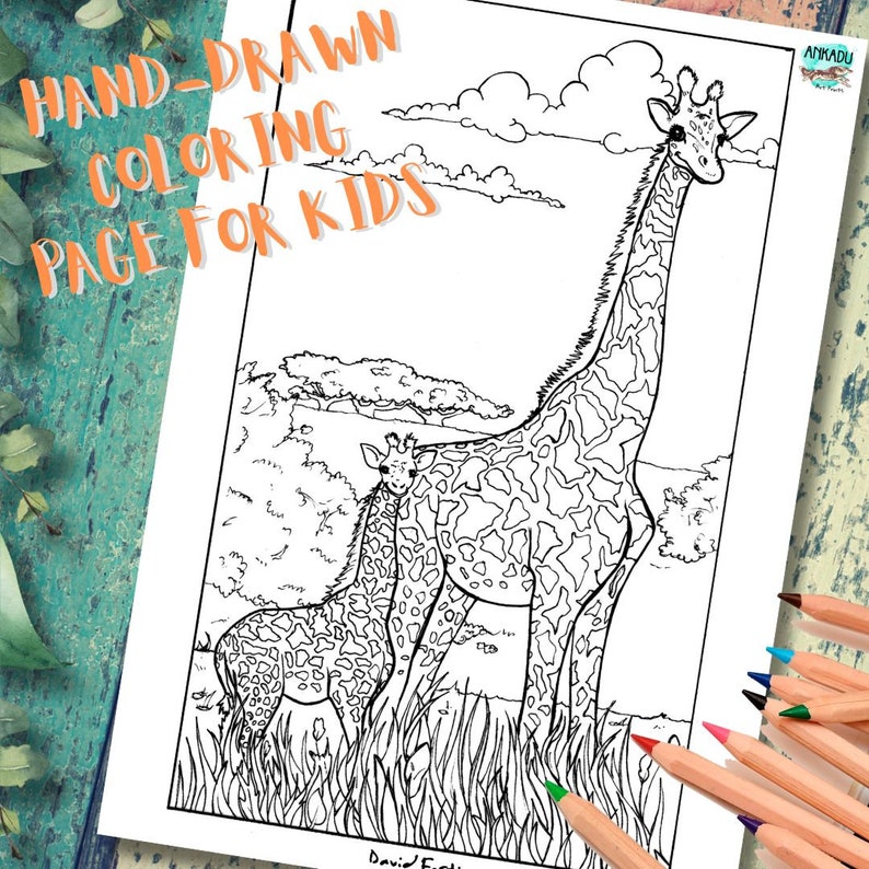 Giraffes Printable Coloring Page, Kids Crafts, Kids Coloring Page, Easy ...