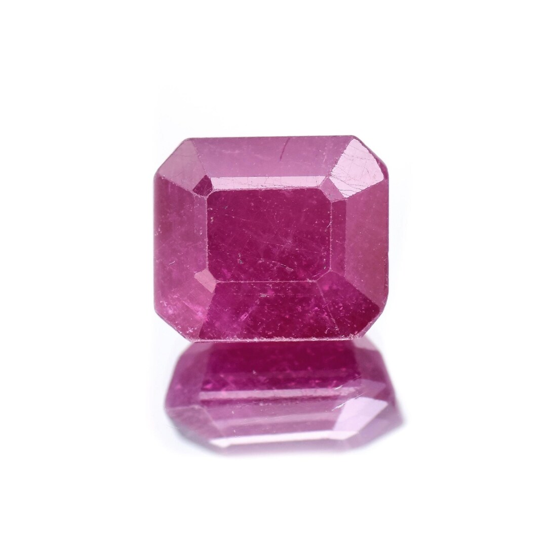 Natural Ruby 7.77 Ct | Octagon Cut Certified Gemstone | Red Ruby for ...