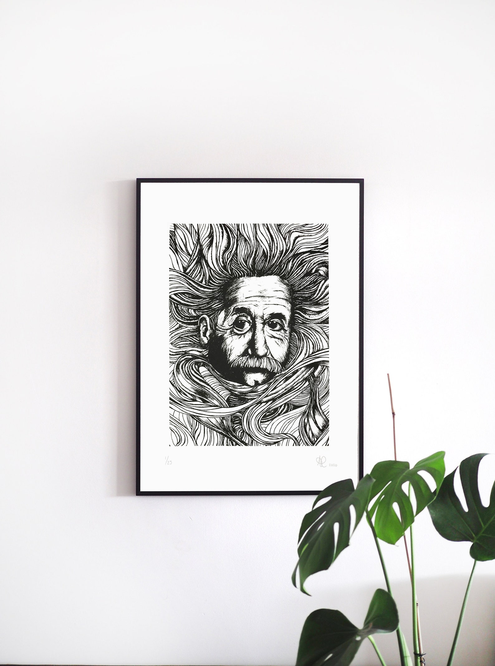 Einstein Hair Print Wild Hair Albert Einstein Illustration | Etsy