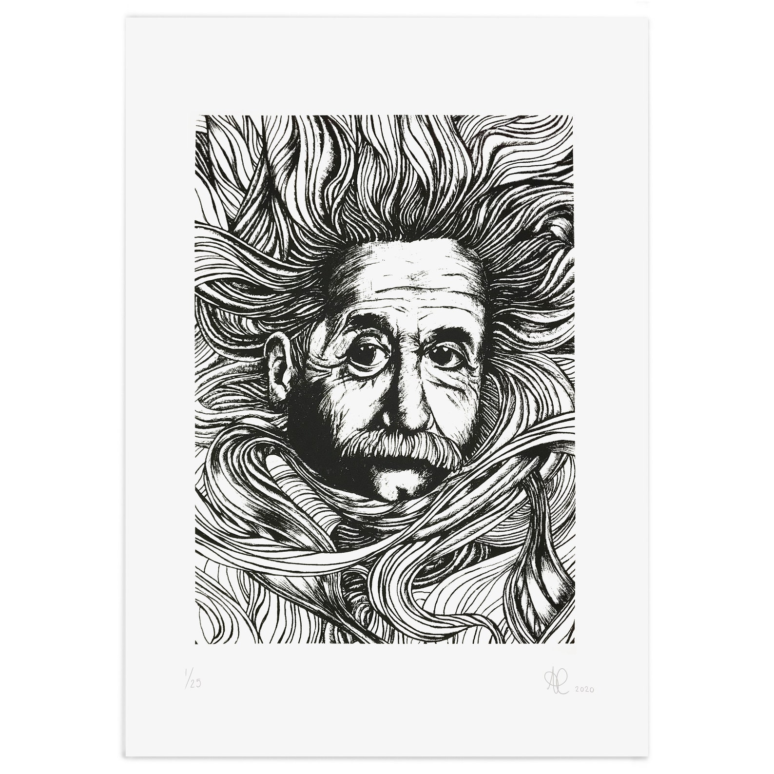 Einstein Hair Print Wild Hair Albert Einstein Illustration - Etsy