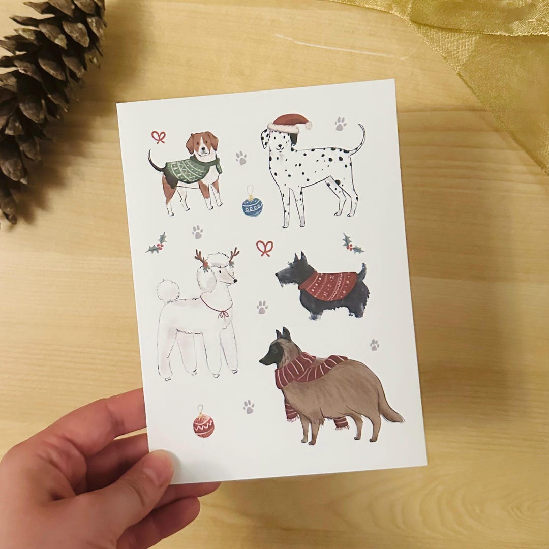 Christmas Dogs Cards Pack, Holidays Greeting Card for Christmas, Poodle ...