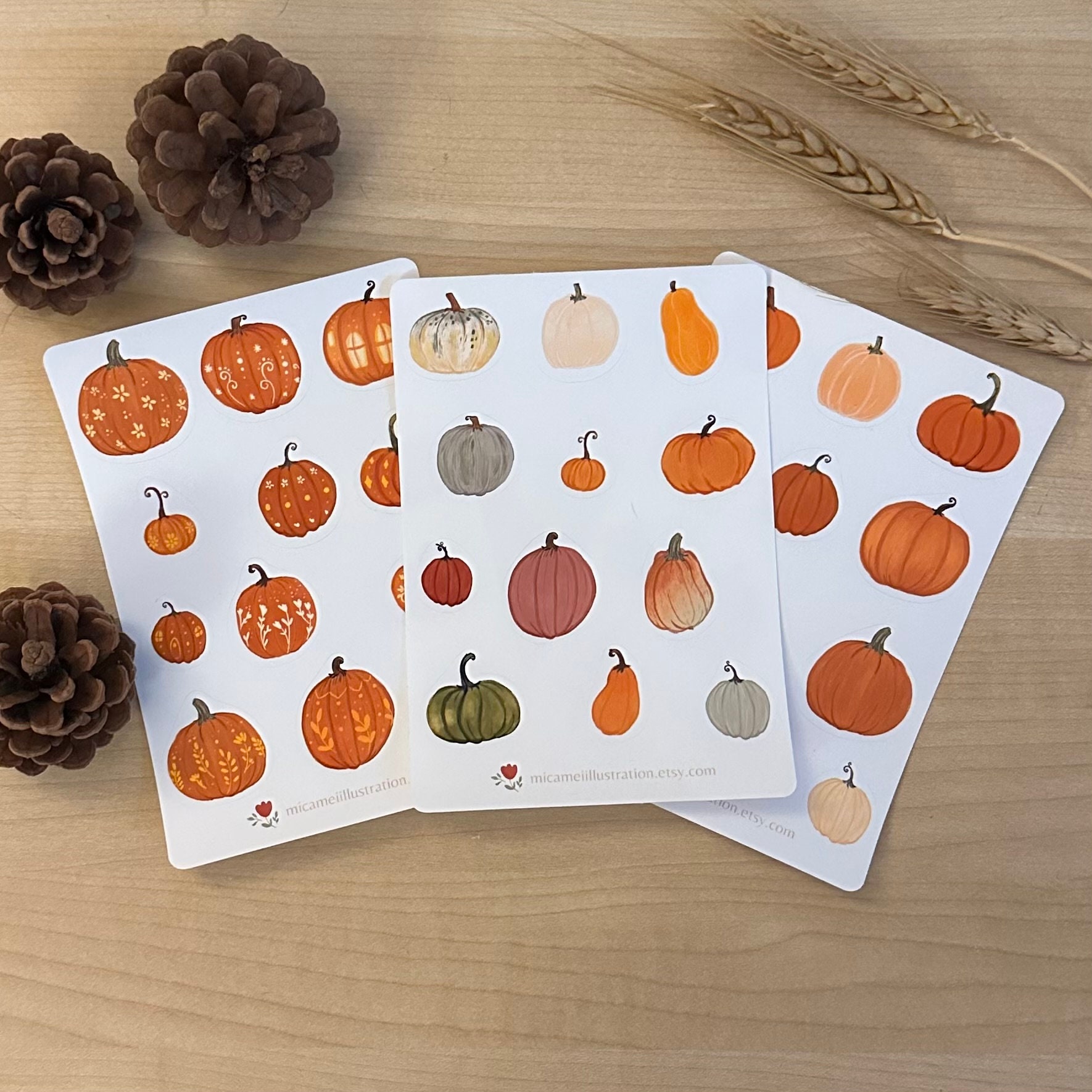 Pumpkin Sticker Pack, Harvest Pumpkin Sticker Sheet Pumpkin Decoration ...