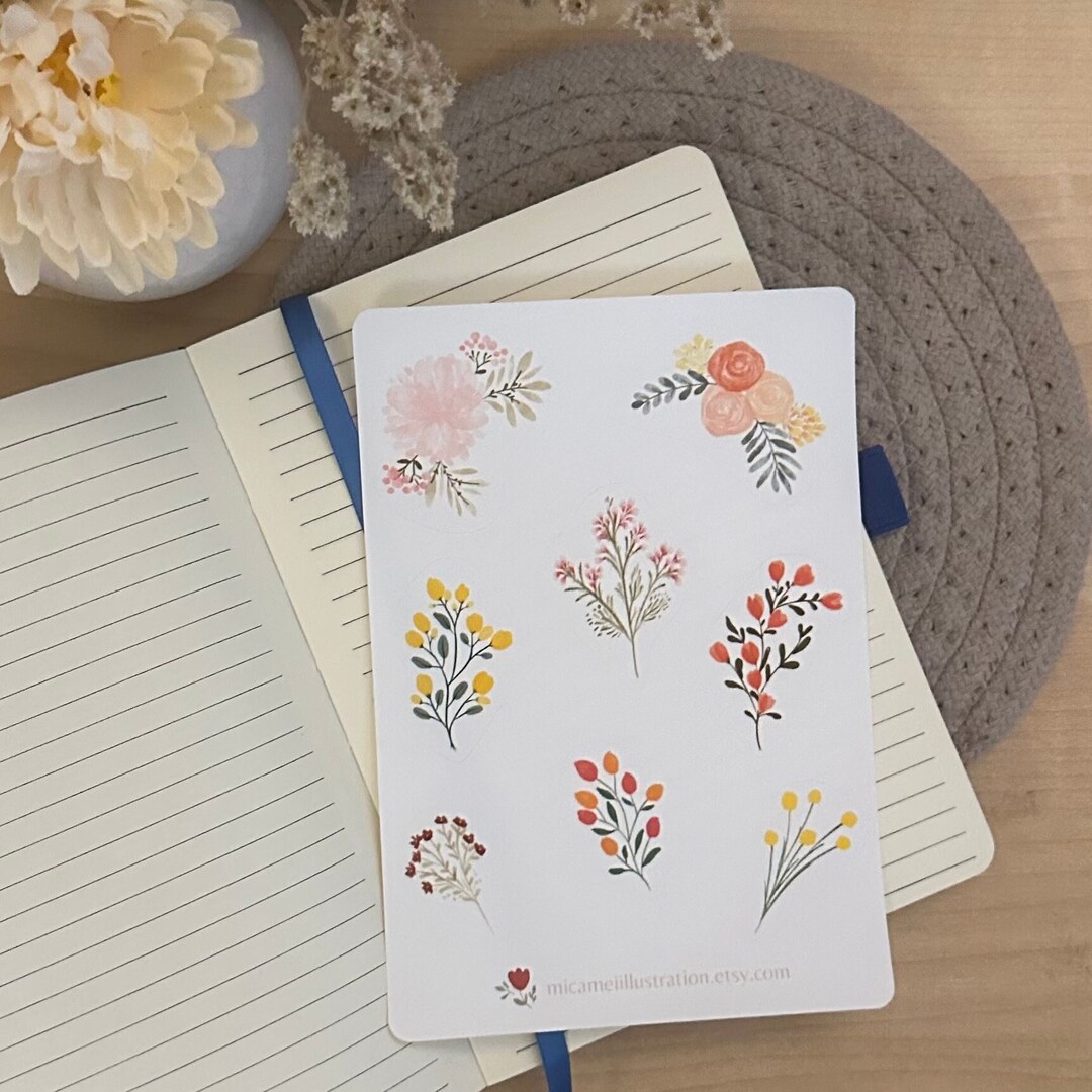 Floral Sticker Sheet, Botanical, Planner Sticker, Journal Sticker ...