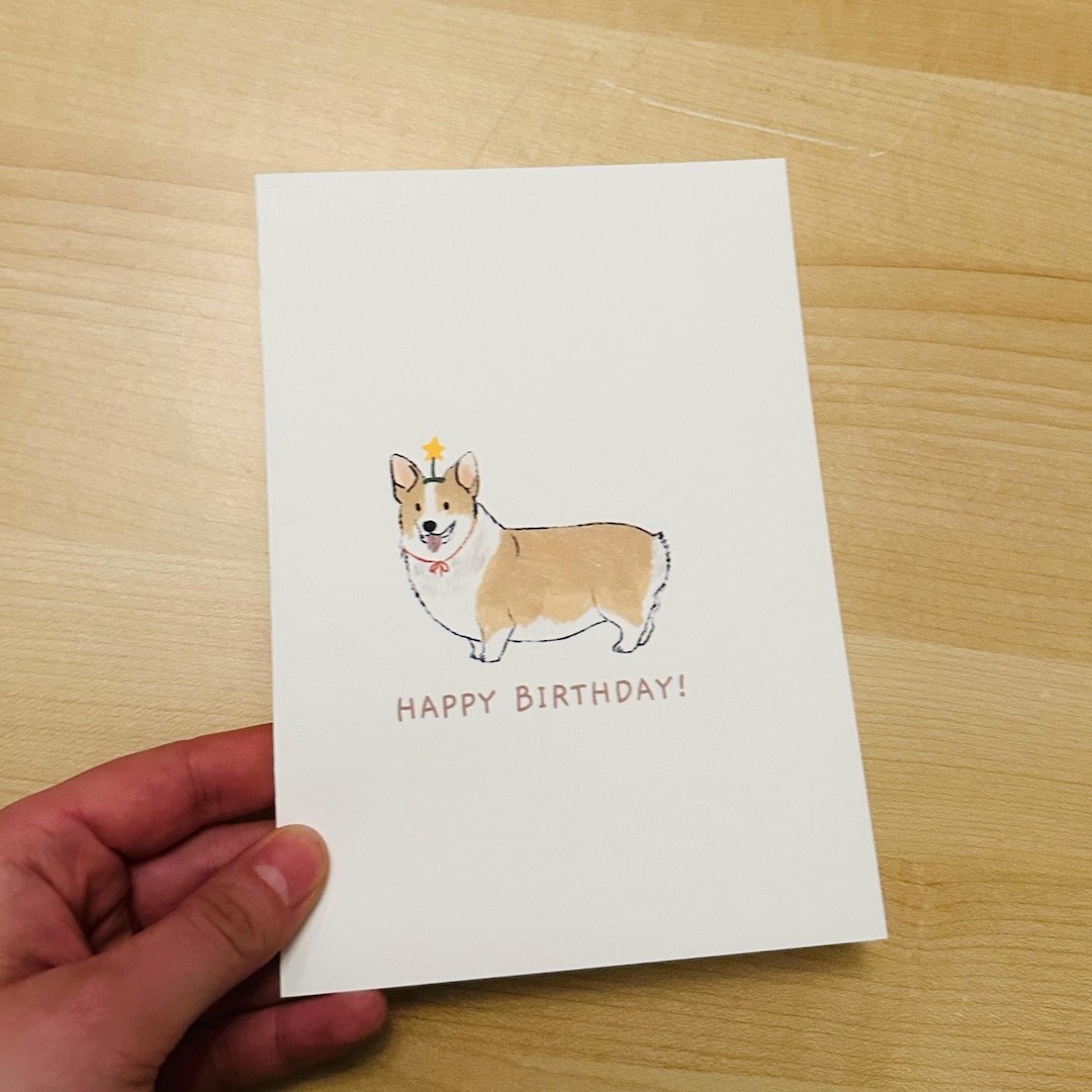 Happy Birthday Card With Corgi, Greeting Card, Corgi, Birthday, Card ...