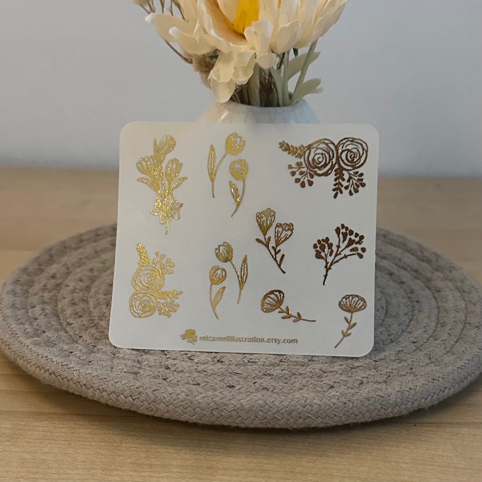 Gold Flower, Gold Sticker for Journal, Cute Sticker Flower, for Bullet ...