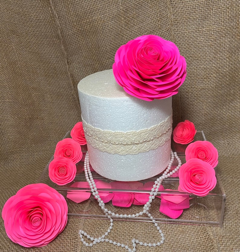 4x4 Pink and Hot Pink Rose Cake Topper Colorful Paper - Etsy
