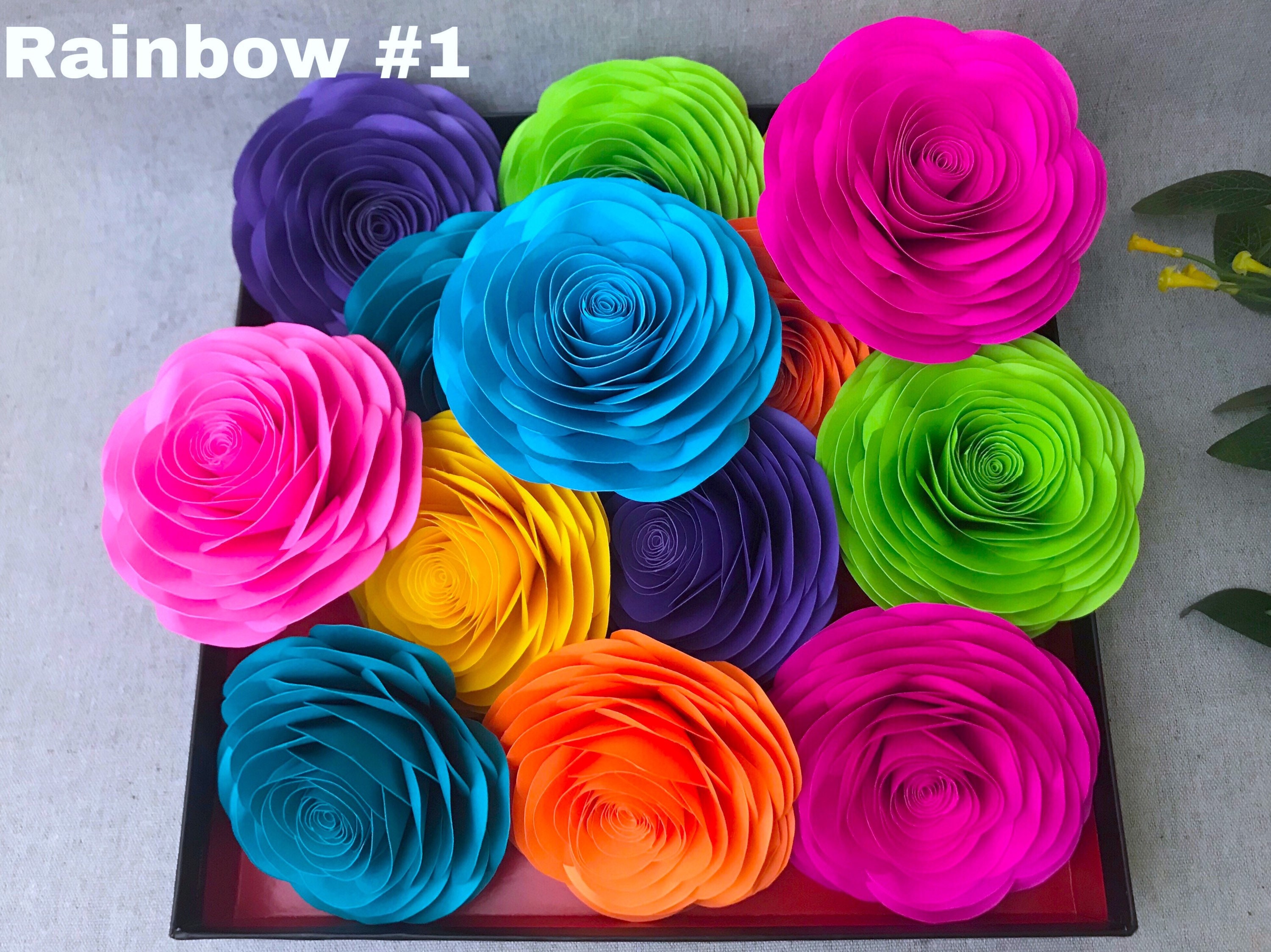 4x4 Rainbow Paper Flowers / Unicorn Flowers/ Colorful Paper Flowers ...