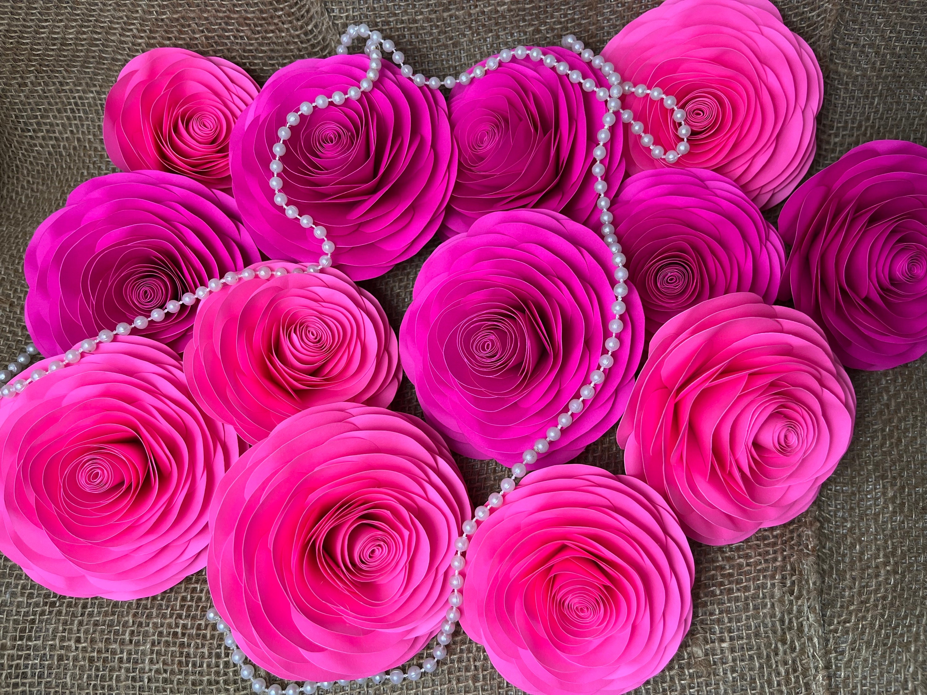 4x4 and 3.5 Pink and Hot Pink Paper Flowers Colorful Paper - Etsy