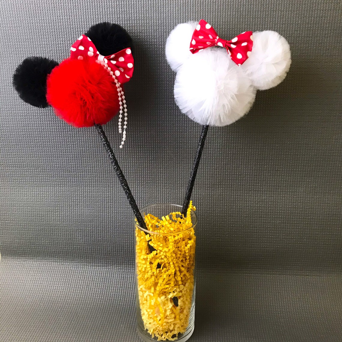Minnie Mouse Centerpiece Tulle Wands Minnie Pom Pom - Etsy