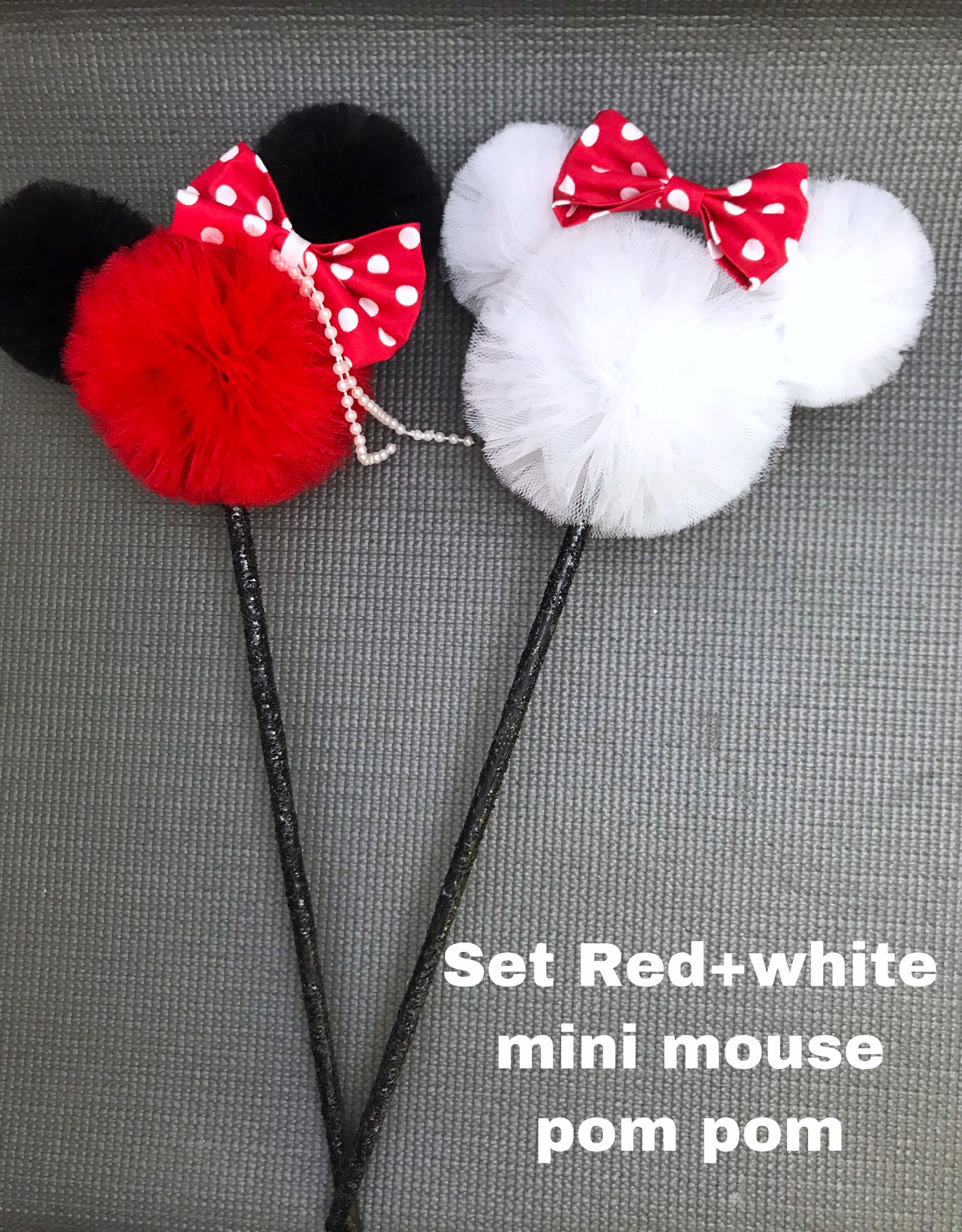 Minnie Mouse Centerpiece, Tulle Wands, Minnie Pom Pom Centerpiece, Pink ...