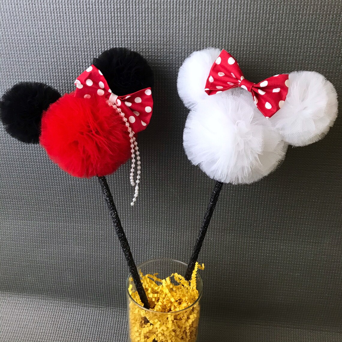Minnie Mouse Centerpiece Tulle Wands Minnie Pom Pom - Etsy