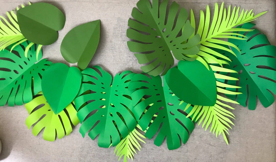 24 Monstera Leaves in Mixed Green Colors of Paper, Physical Tropical ...