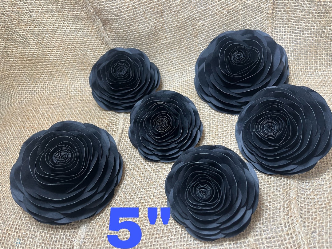 5" Black Paper Flowers: Party Decorations - Etsy
