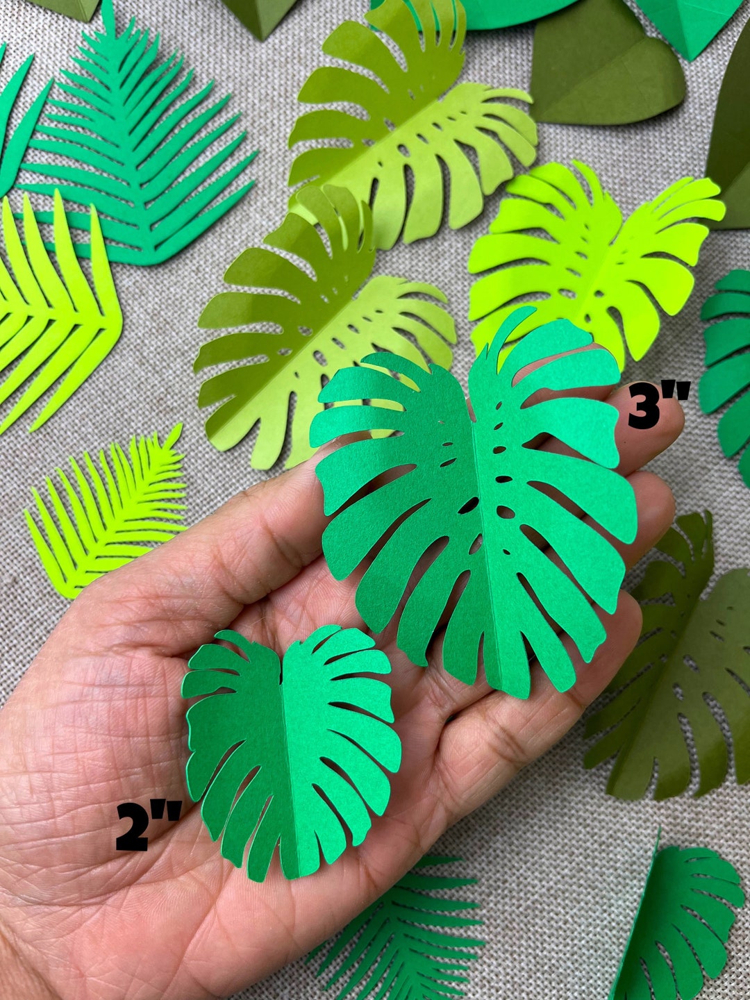 Paper Monstera Leaves: Tropical Green Leaf Mix, Scrapbooking ...