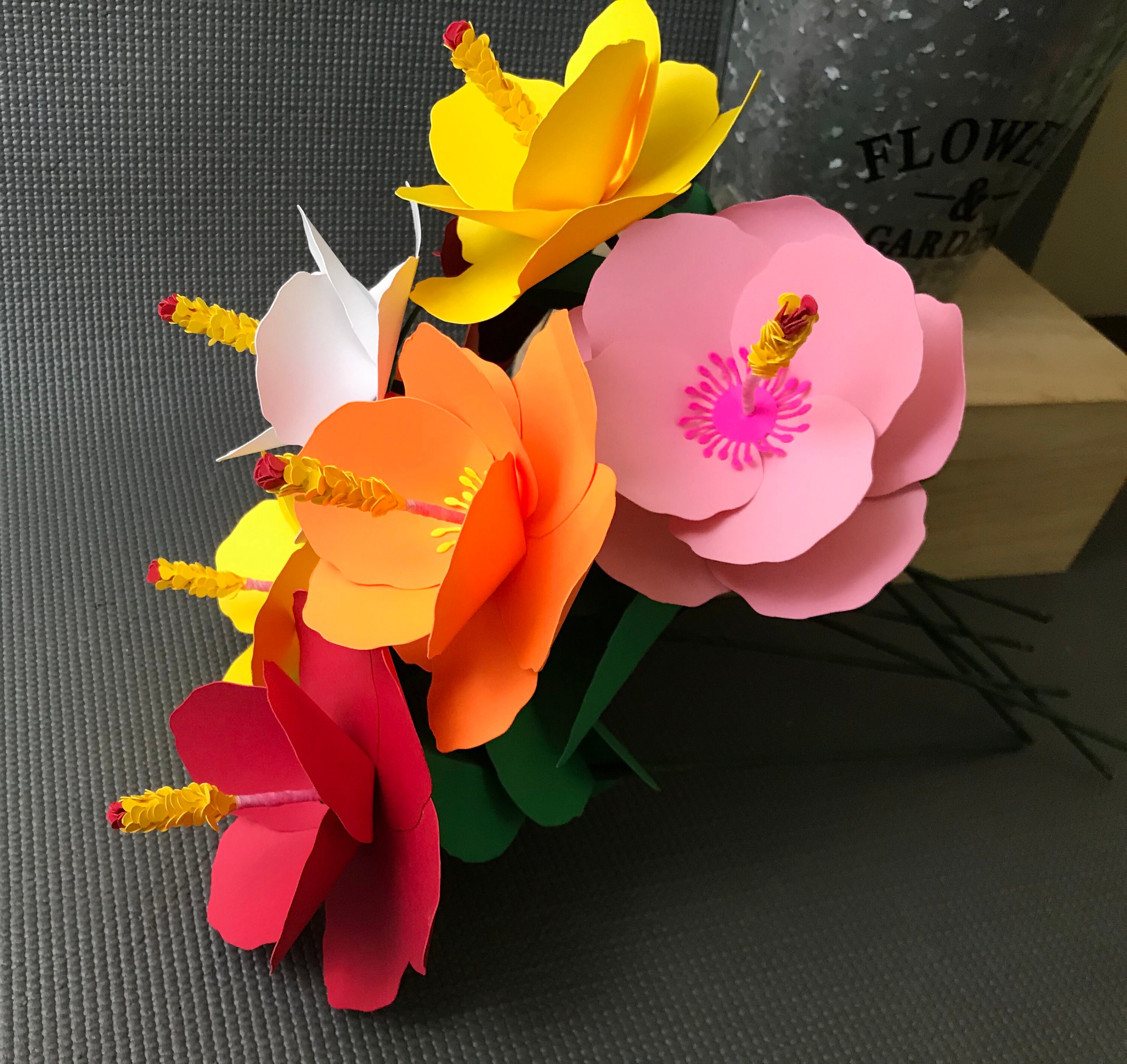 Hibiscus Paper Flowers, 12 Flower Die Cuts, Tropical Paper Flowers ...