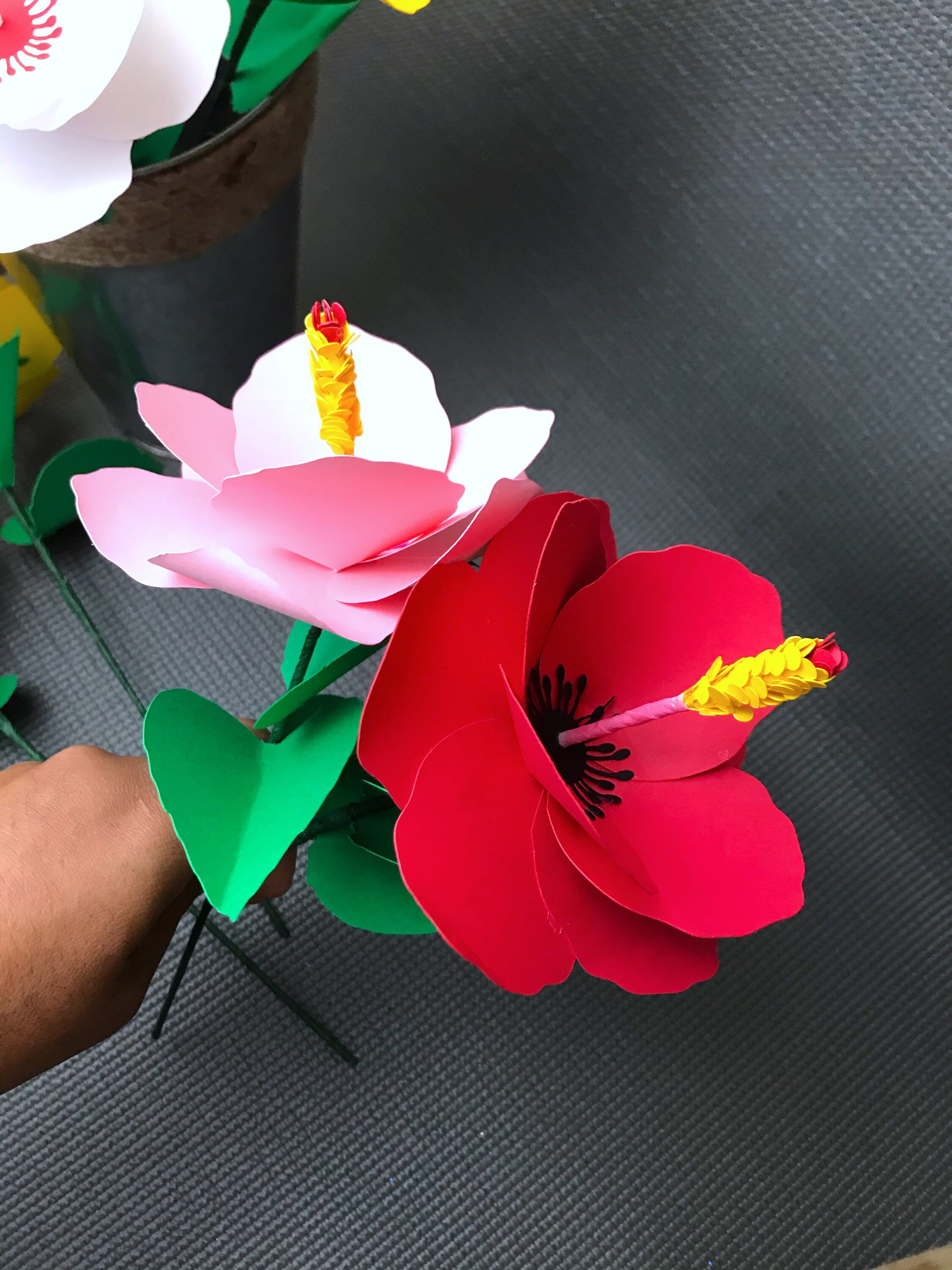 Hibiscus Paper Flowers, 12 Flower Die Cuts, Tropical Paper Flowers ...