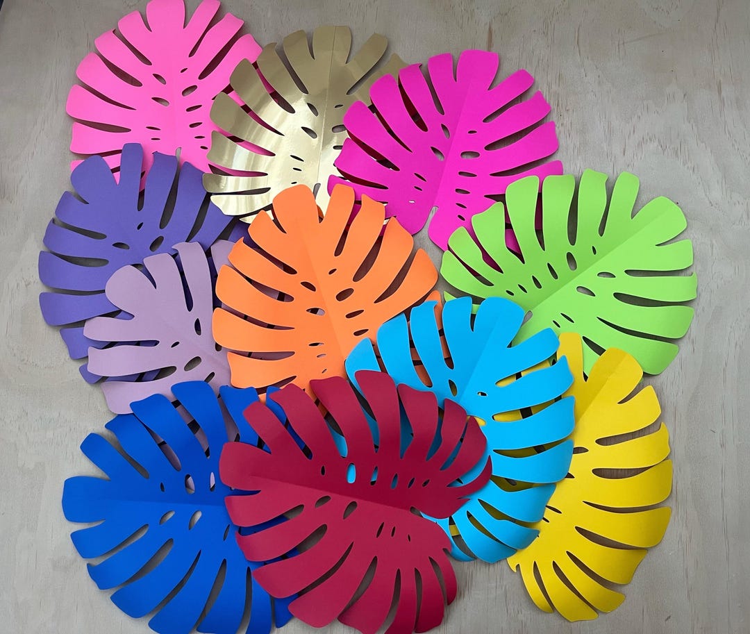 26 Units of 11x11 Inch Monstera Leaves in Rainbow Colors of Paper ...