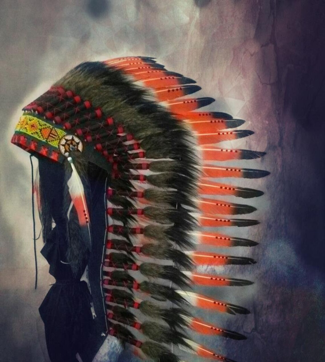 Indian Headdress Replica, Indian Headpiece Style Medium Length, Native ...