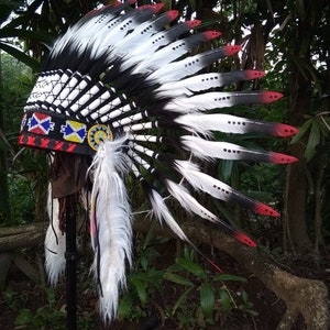 Custom Order Real Feather Chief Indian Headdress Replica, Native ...
