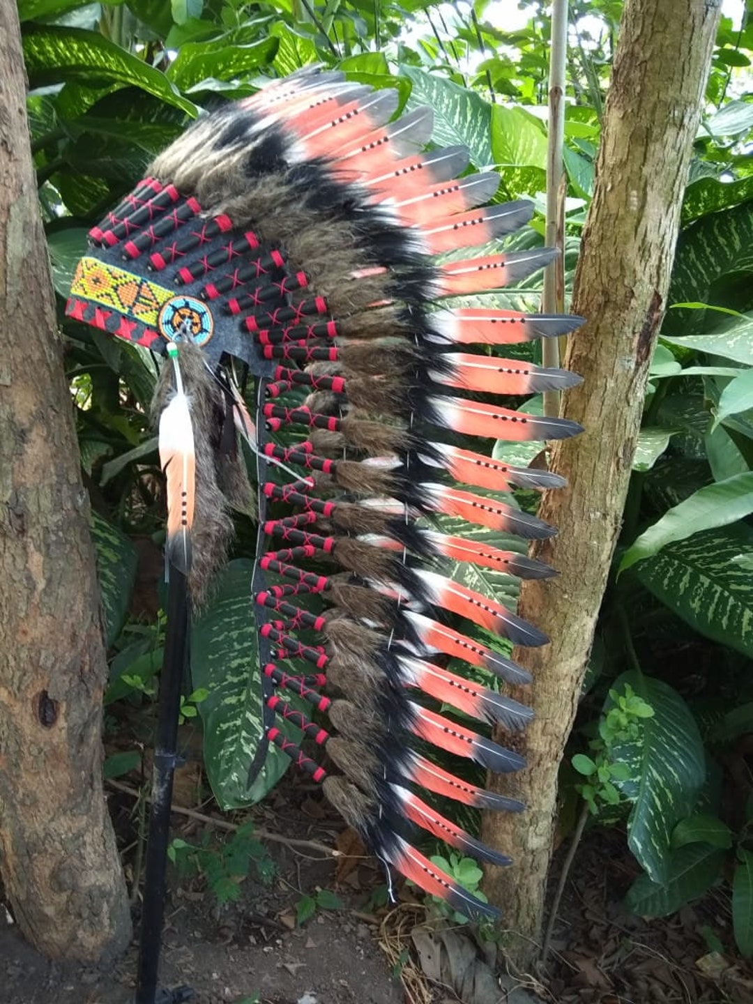Indian Headdress Replica, Indian Headpiece Style Medium Length, Native ...