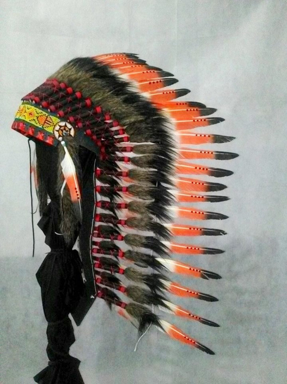 Indian Headdress Replica, Indian Headpiece Style Medium Length, Native ...
