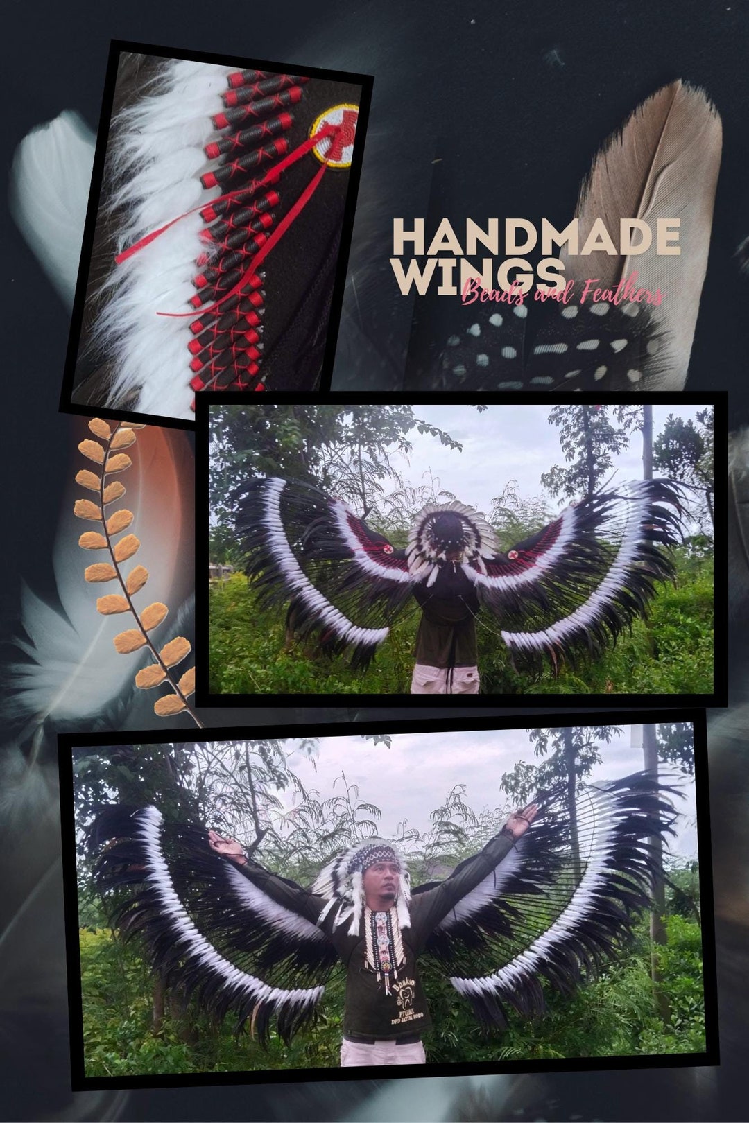 Indian Style Wings Custom Order, Native American Costume Wings Replica ...