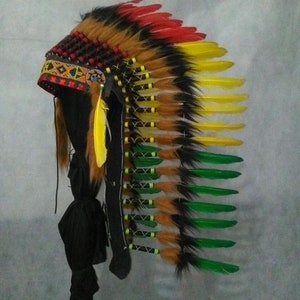 Indian Headdress Replica, Feather Headpiece, Native American Warbonnet ...