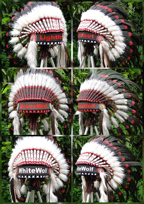 Big Chief Double Feathers Indian Headdress Replica Custom | Etsy