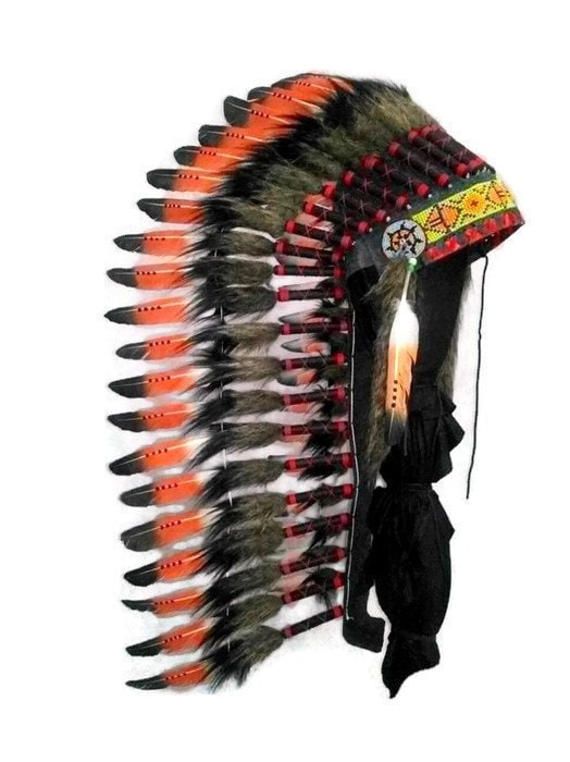 Indian Headdress Replica, Indian Headpiece Style Medium Length, Native ...