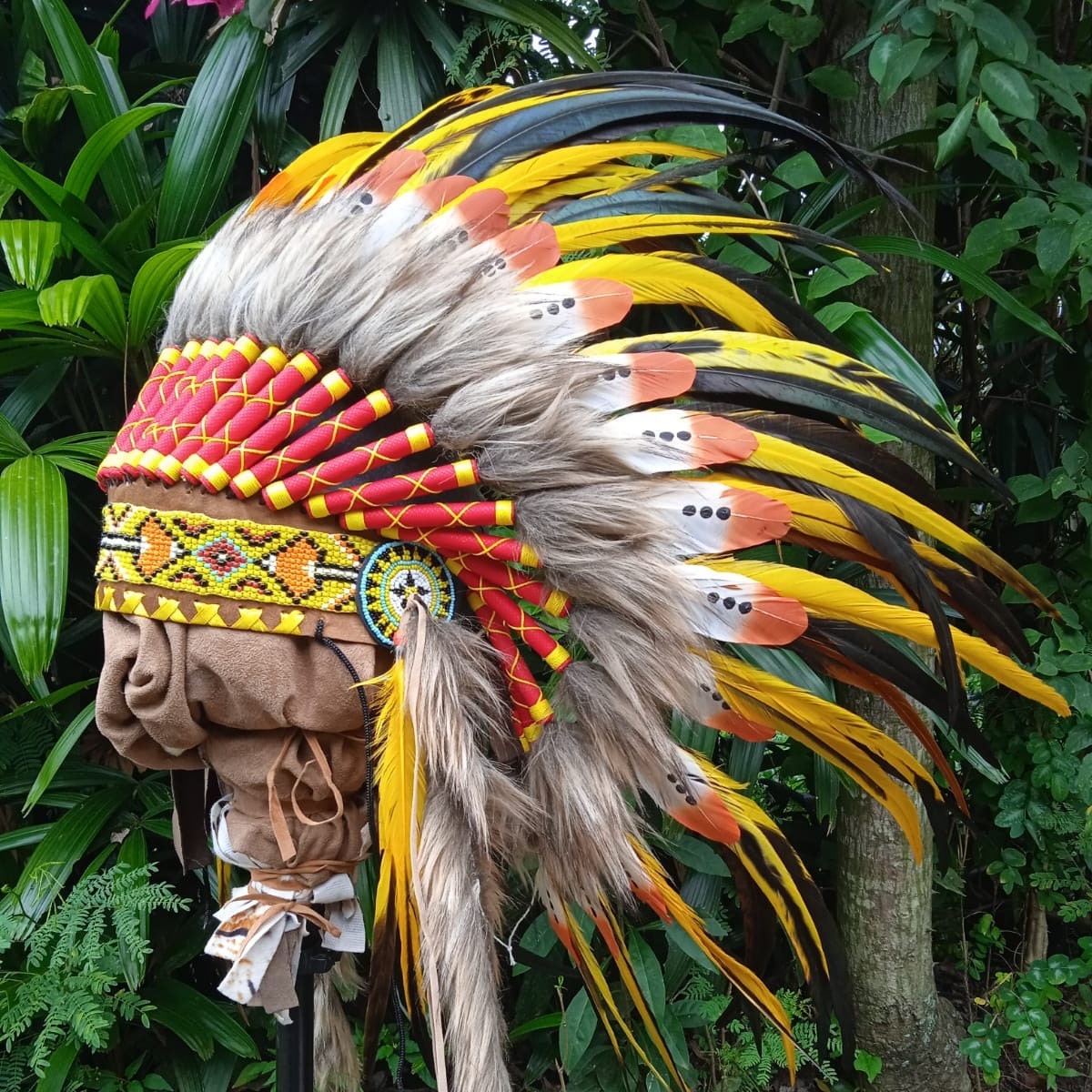 Double Feathers Indian Headdress Replica, Native American Style ...