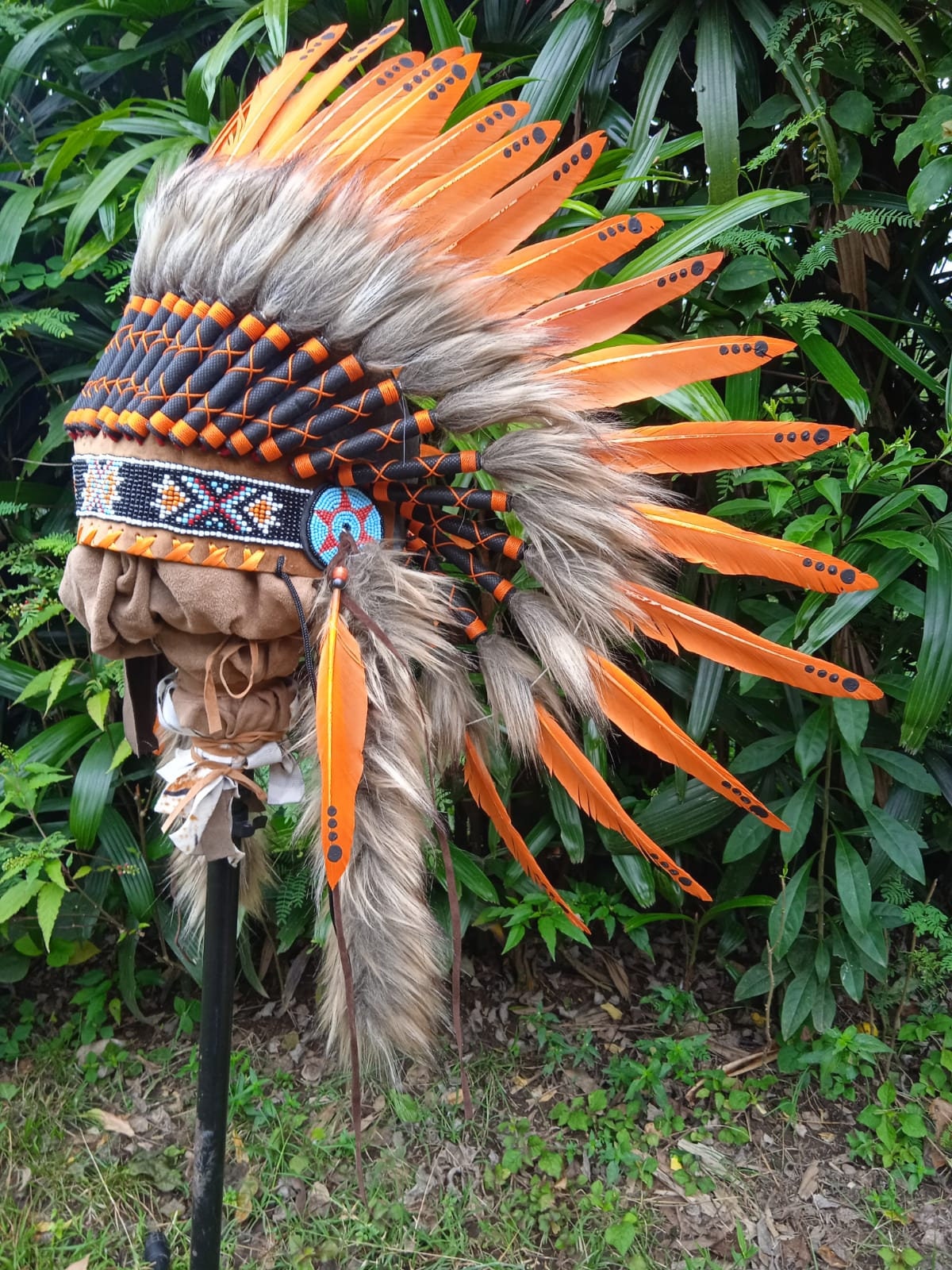 Made to Order, Orange Indian Headdress Replica, Chief War Bonnet ...