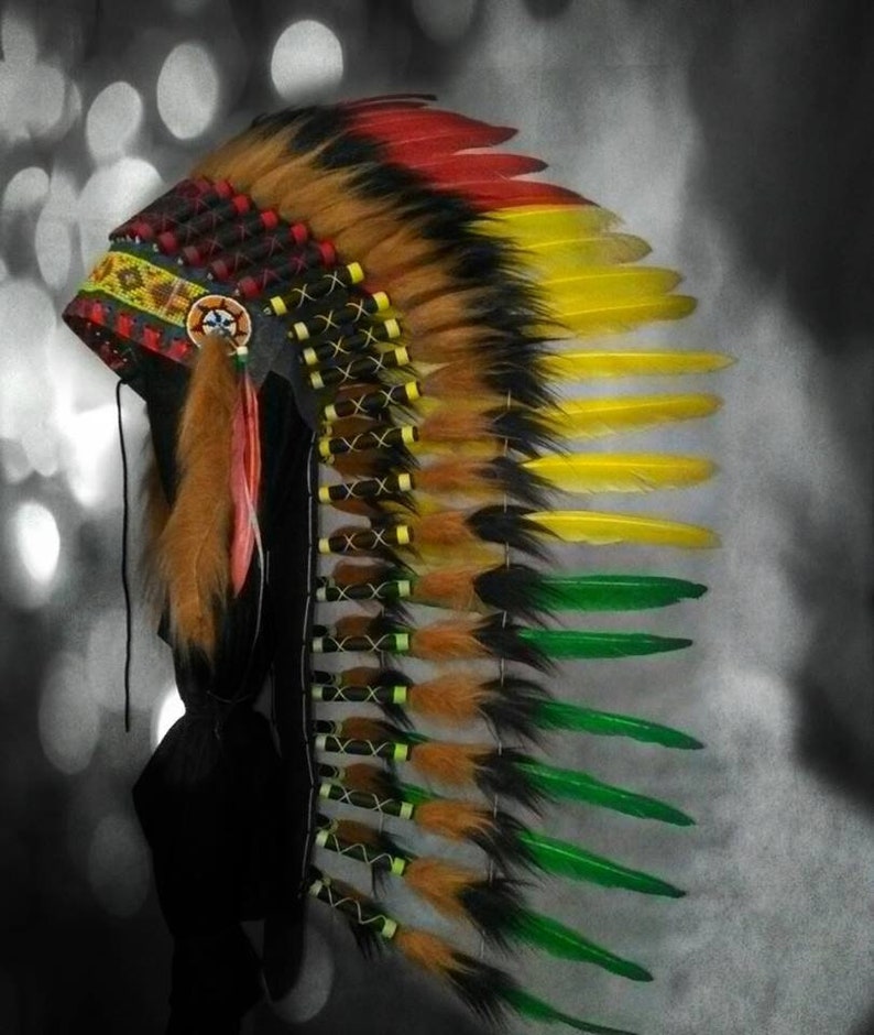 Indian Headdress Replica, Feather Headpiece, Native American Warbonnet ...
