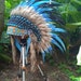Custom Headdress, Blue Indian Headdress Replica With Double Feathers ...